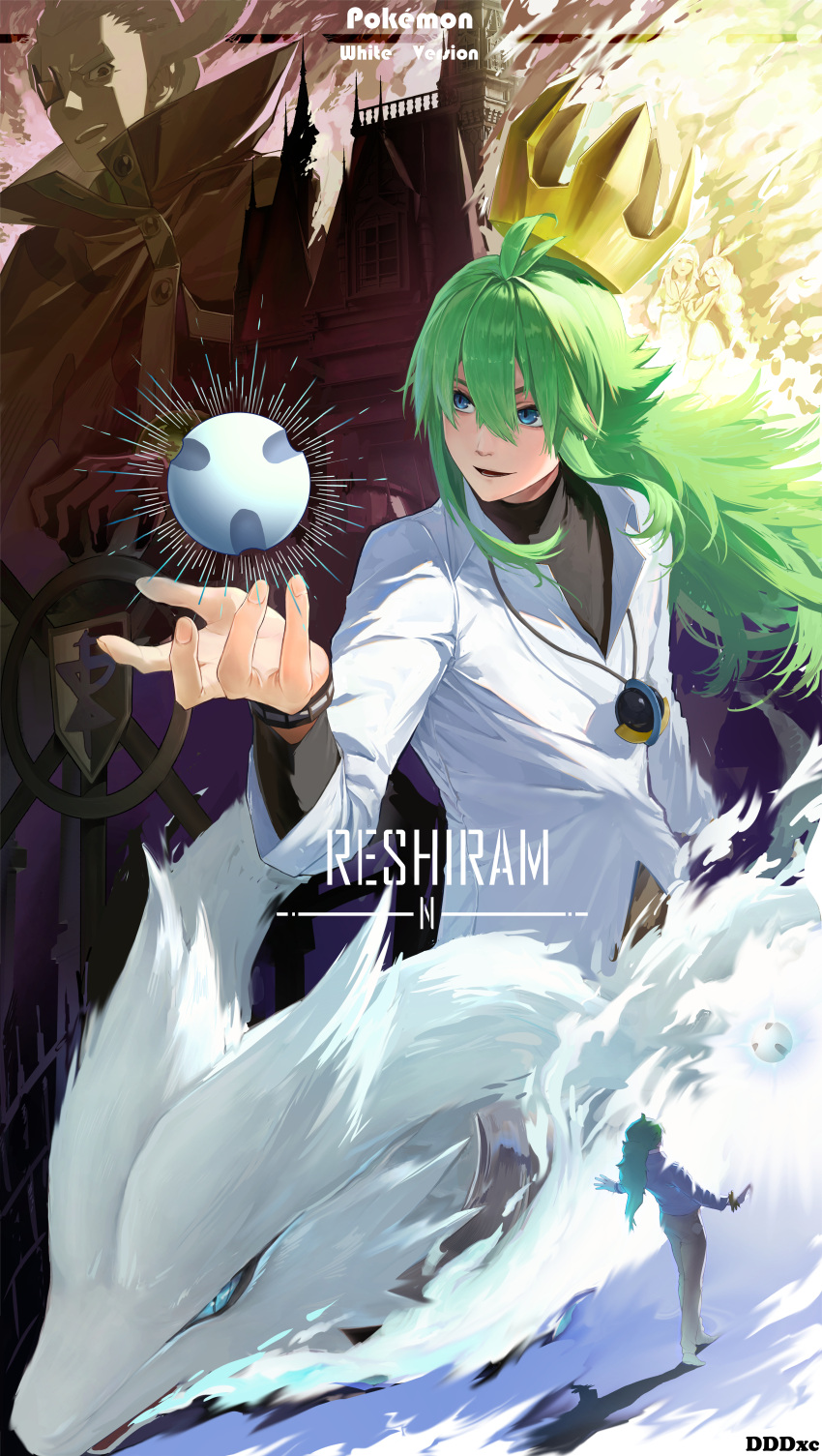 Safebooru - 2boys absurdres antenna hair blue fire character name ...