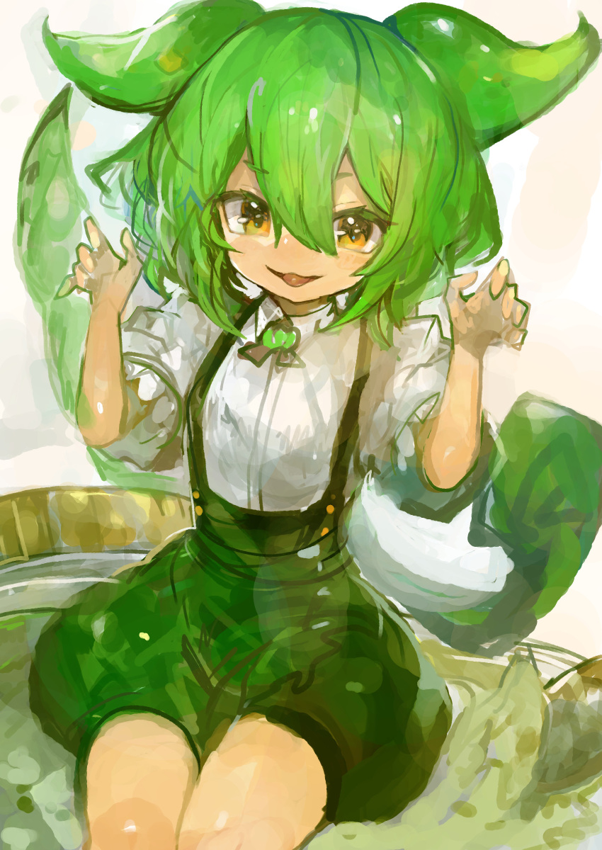 Safebooru - 1girl absurdres animal ears claw pose commentary green hair ...