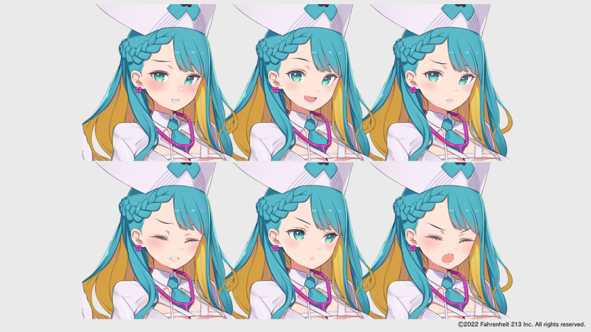 Safebooru - 1girl angry aqua eyes aqua hair blonde hair blush braid ...