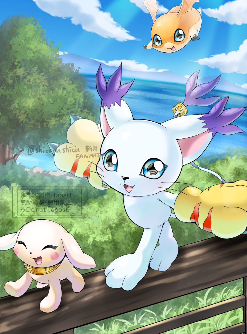 Safebooru - balancing blue eyes body fur cat digimon digimon (creature ...