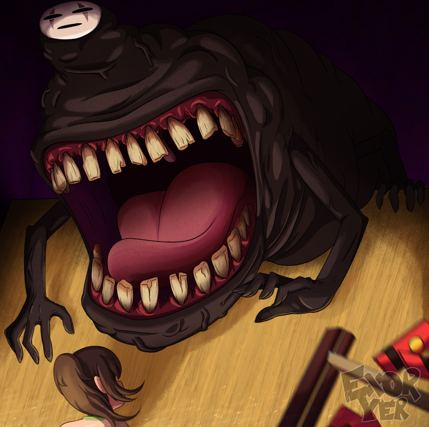 Safebooru - aura body horror brown hair creepy eyes dark aura dark skin ...