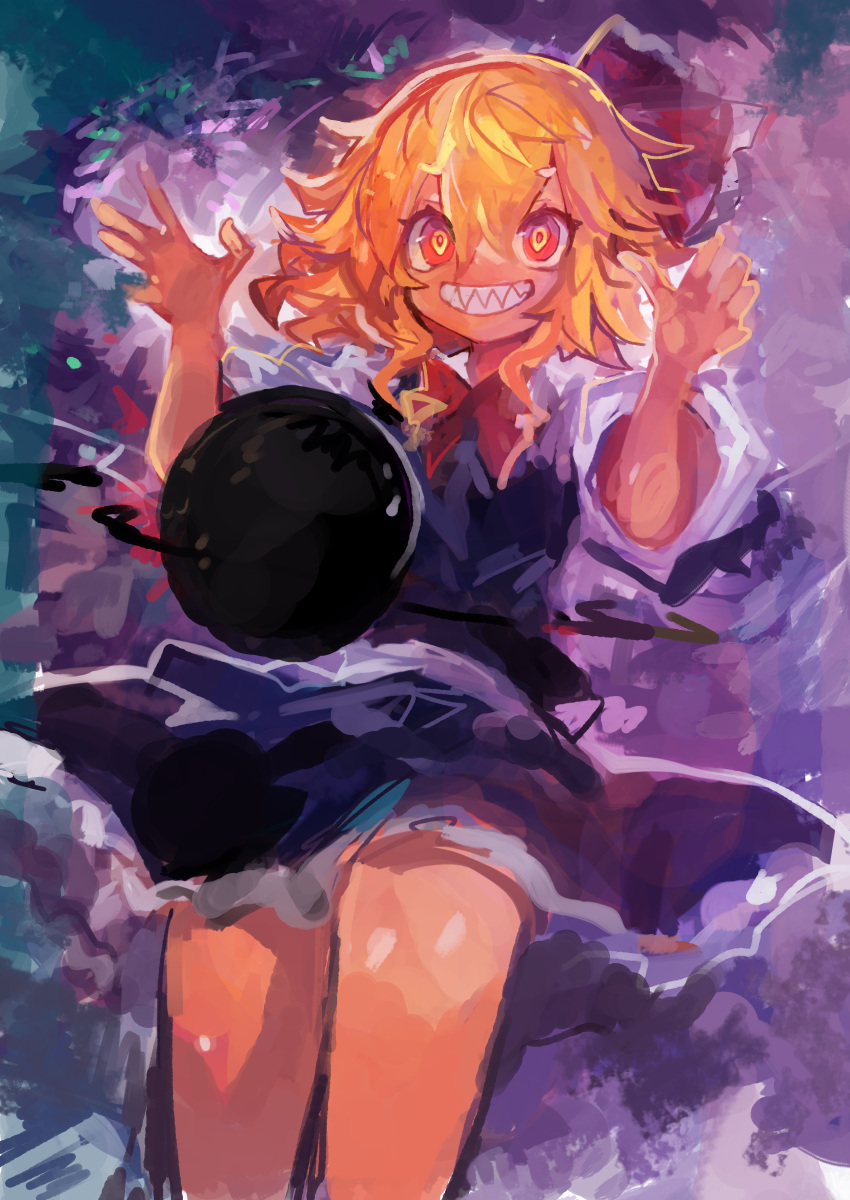 Safebooru - 1girl absurdres black skirt black vest blonde hair bow bowtie commentary request ...