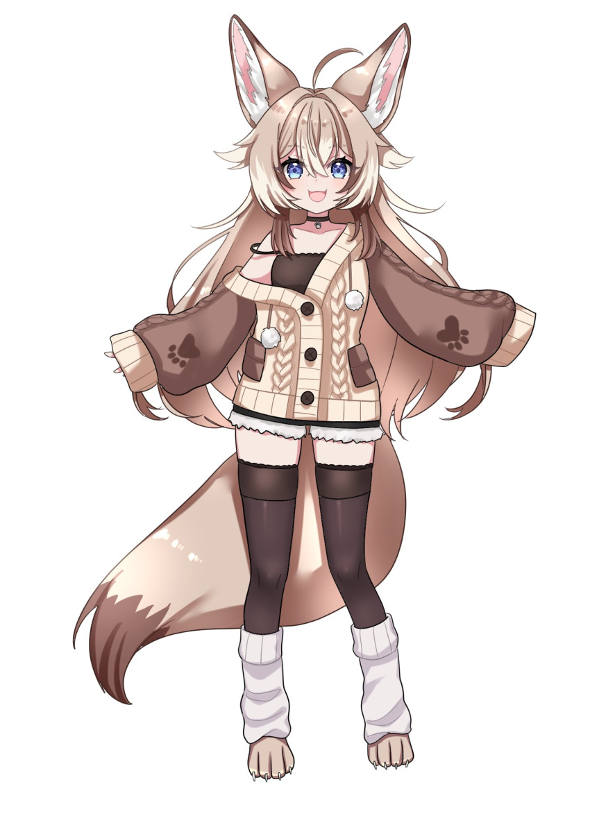 Safebooru - 1girl ahoge animal ear fluff animal ears animal feet arms ...