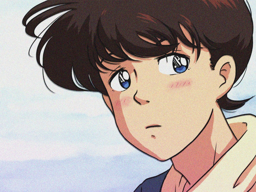 Safebooru - 1boy bleu calire blue eyes blue jacket blush brown hair close-up closed mouth collar ...