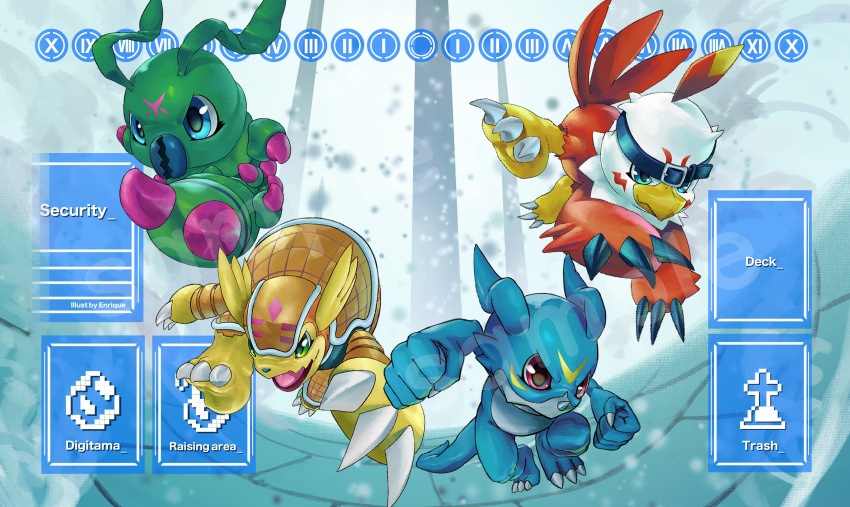 Safebooru - absurdres armadillo armadimon beak bird blue eyes blue skin ...