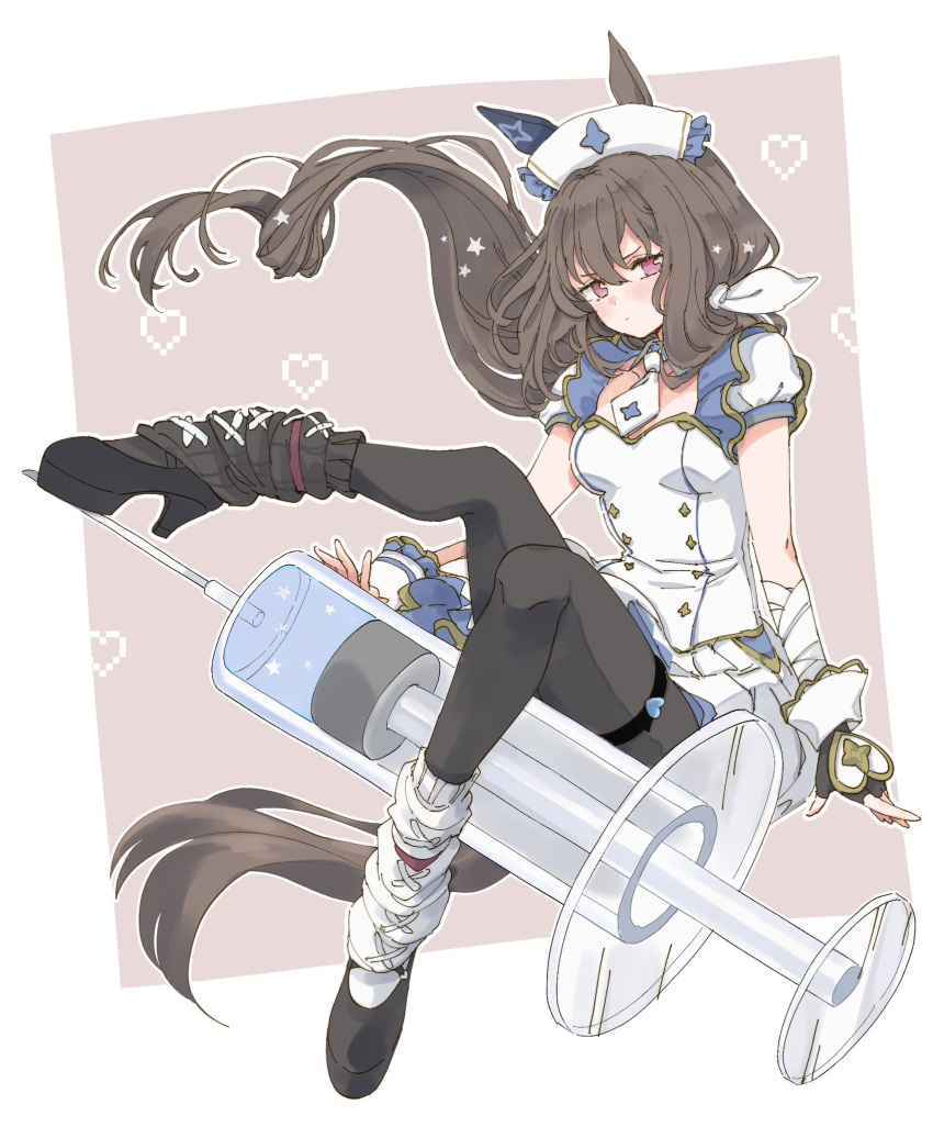 Safebooru - 1girl admire vega (umamusume) alternate costume animal ears black hair blush breasts ...