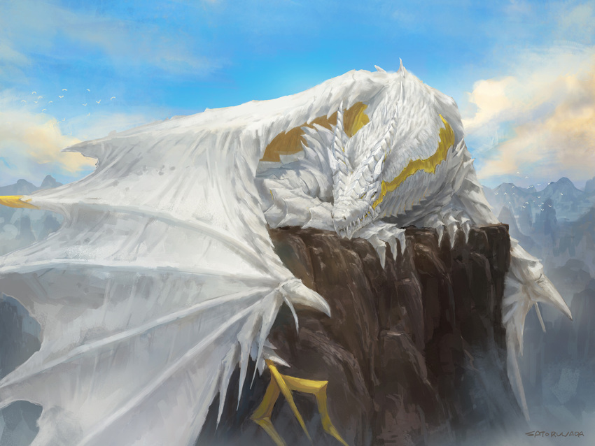 Safebooru - backward facing horns claws clouds commission dragon dragon ...
