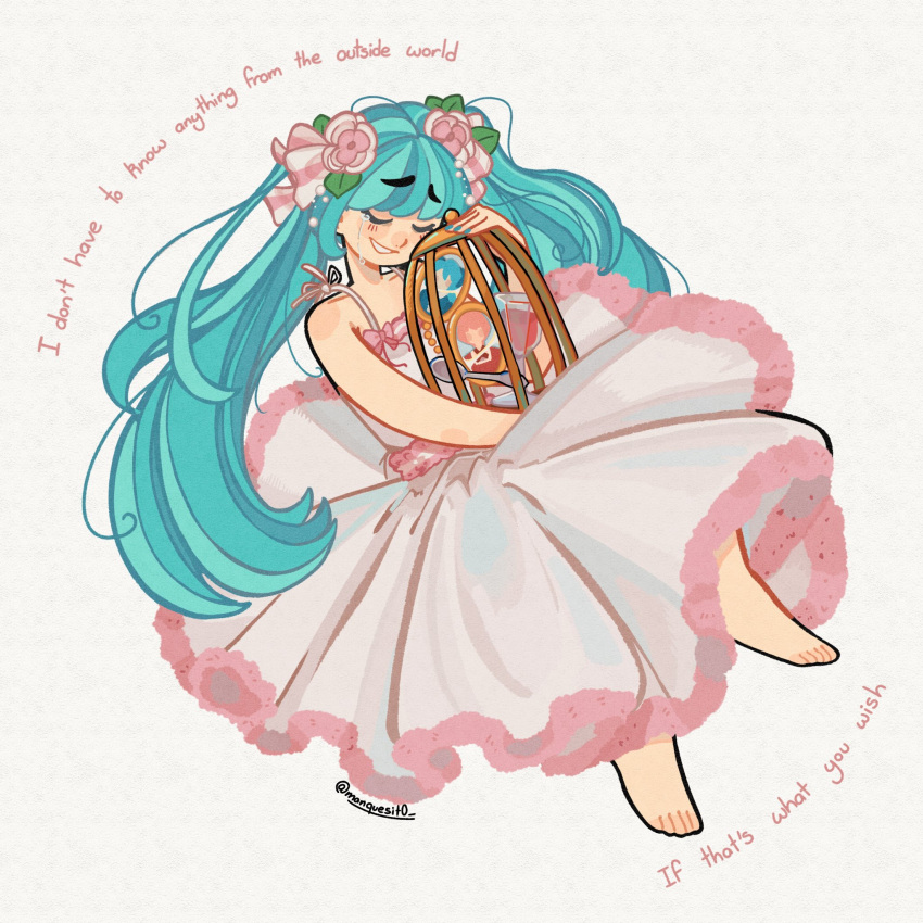 Safebooru - 1girl aqua eyes barefoot bow cage clockworker's doll crying ...