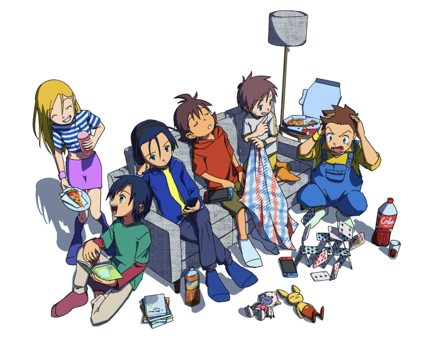 Safebooru - 1girl 5boys black hair blonde hair blue jacket blue ...