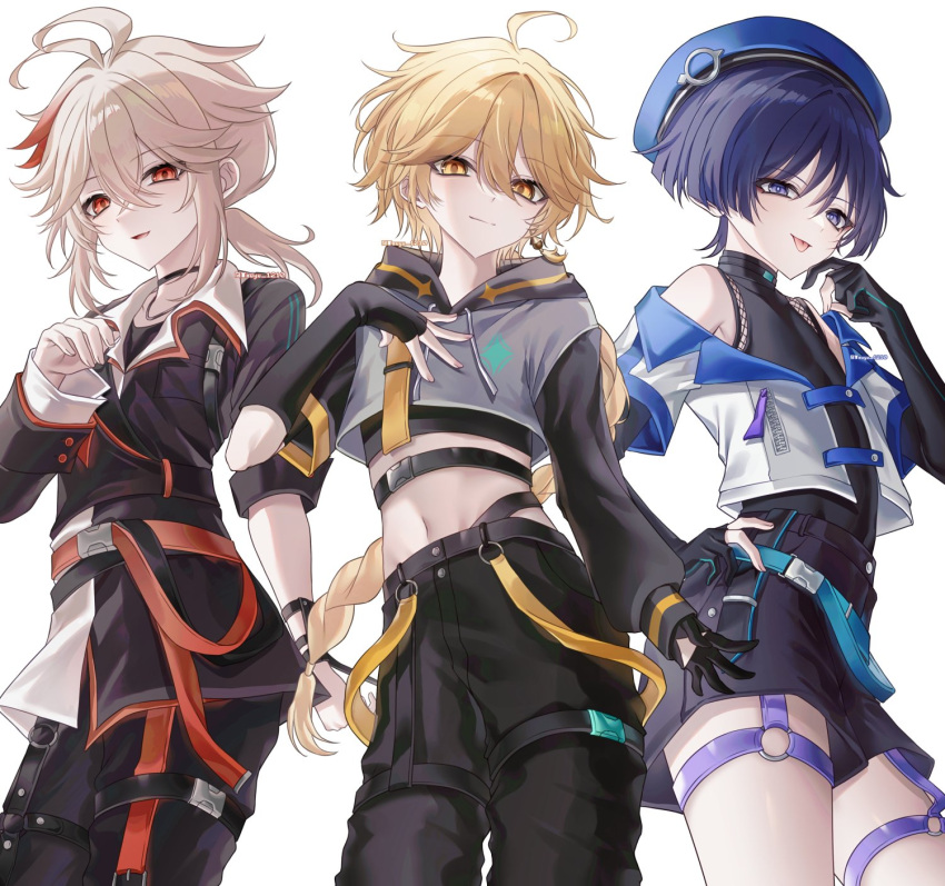 Safebooru - 3boys aether (genshin impact) ahoge alternate costume antenna hair asymmetrical ...