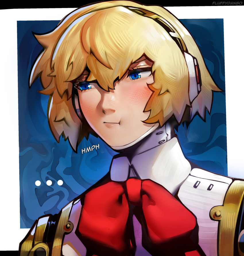 Safebooru - 1girl absurdres aegis (persona) android angry blonde hair blue eyes blush bow bowtie ...
