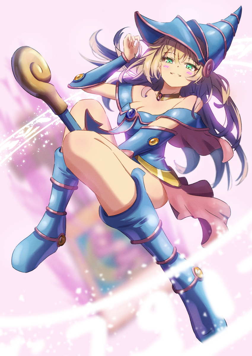 Safebooru - 1girl bare shoulders black choker blonde hair blue dress blue footwear boots bracer ...