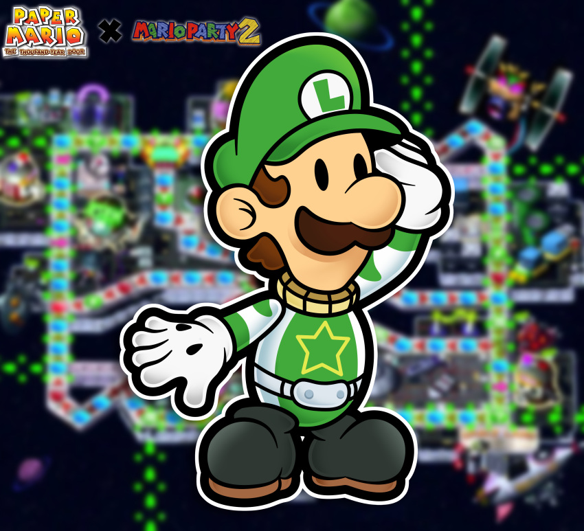 Safebooru - absurdres brown hair facial hair highres luigi mario party ...