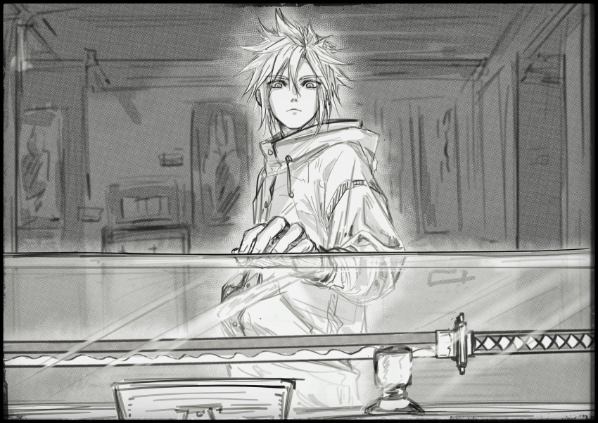 Safebooru - 1boy alternate universe closed mouth cloud strife display ...