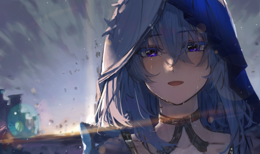 Safebooru - 1girl absurdres blue veil blurry blurry background blush ...