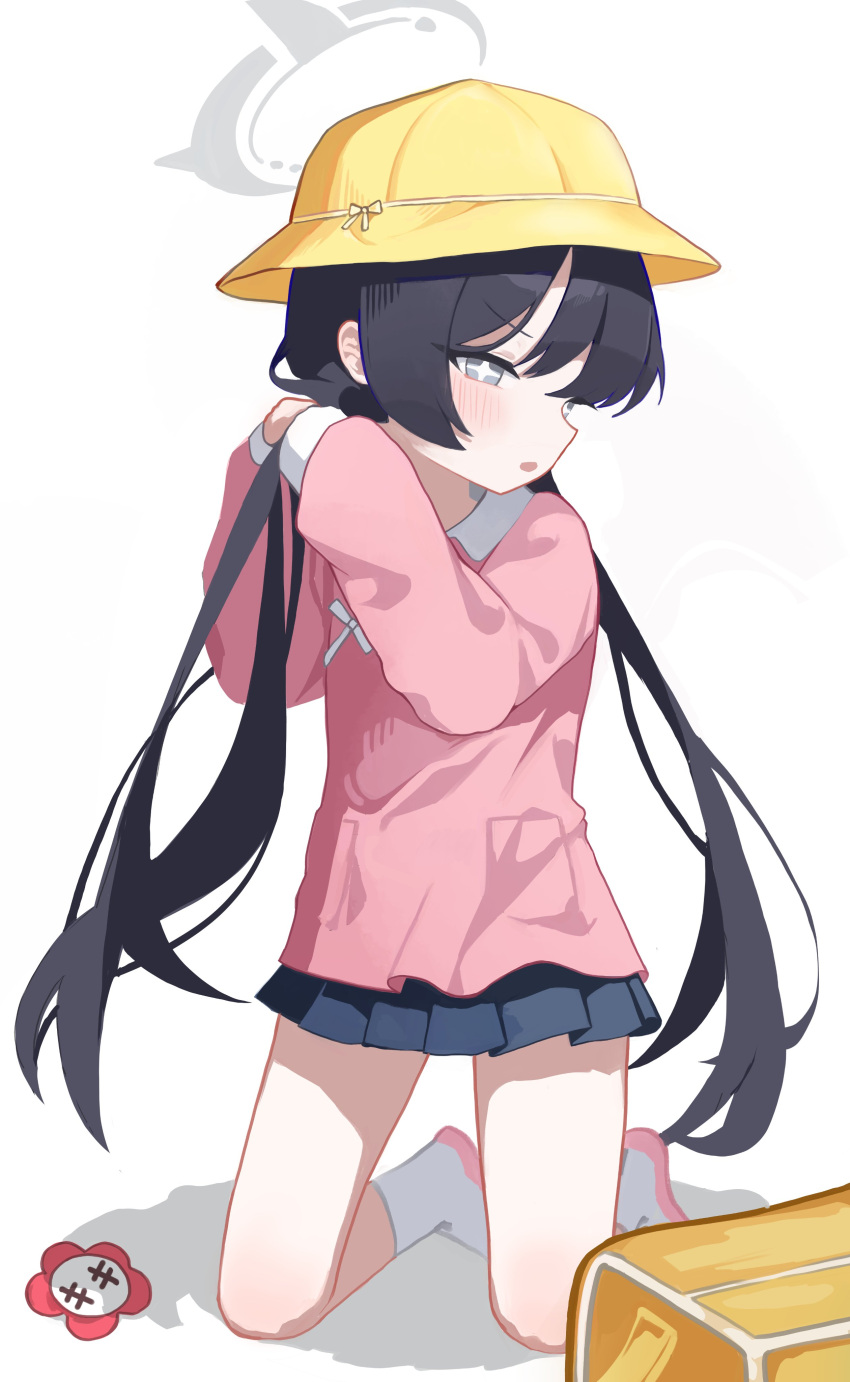 Safebooru - 1girl absurdres black hair black skirt blue archive blush grey eyes grey halo hair ...