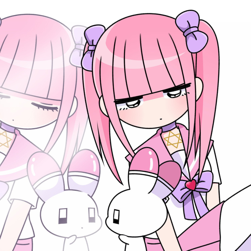 Safebooru - 1girl animal black eyes blunt bangs bow choker closed eyes closed mouth different ...