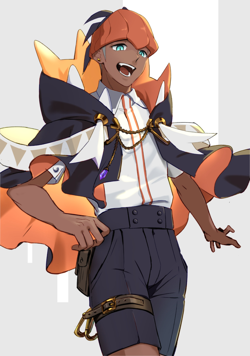 Safebooru - 1boy :d absurdres alternate costume aqua eyes black cape ...