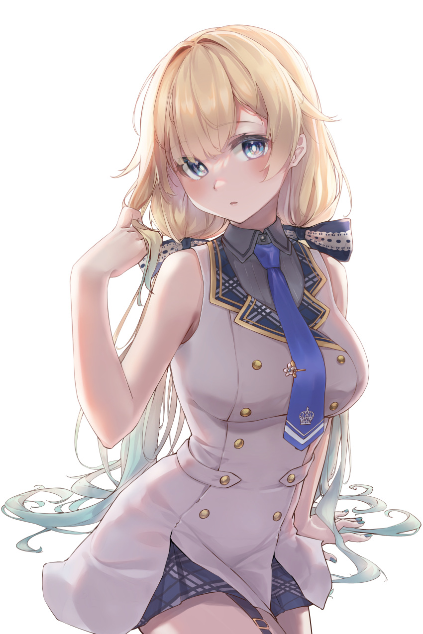 Safebooru - 1girl absurdres aizawa ema aizawa ema (2nd costume) arm support blonde hair blue ...