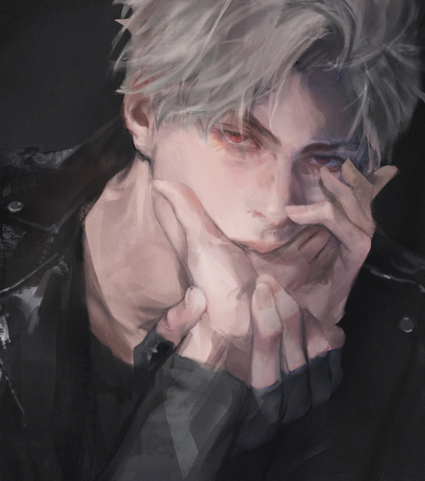 Safebooru - 1boy 1girl absurdres biting biting another's hand black gloves black jacket ...