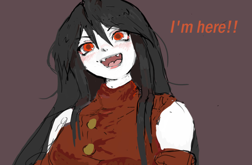 Safebooru - 1girl 8eyes :d black hair bloodgirl (8eyes) blush colored ...