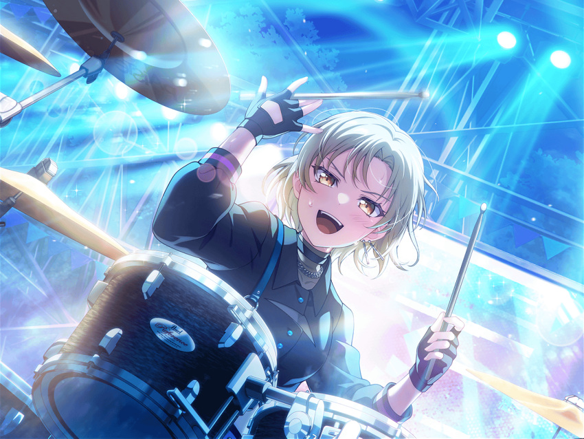 Safebooru - bang dream! blonde hair dress masking (bang dream!) short hair smile yellow eyes ...