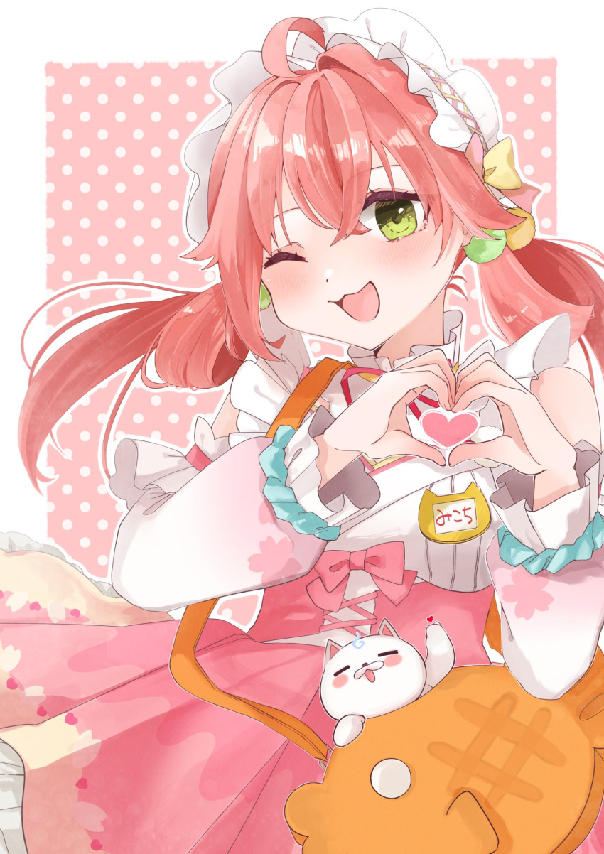 Safebooru - 1girl 35p (sakura miko) :3 ahoge bag blush detached sleeves ...
