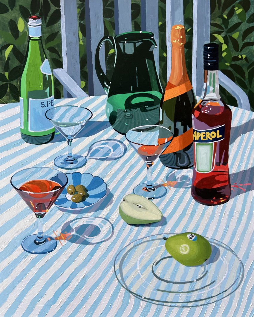 Safebooru - absurdres alcohol bottle bush chair cocktail glass cup ...