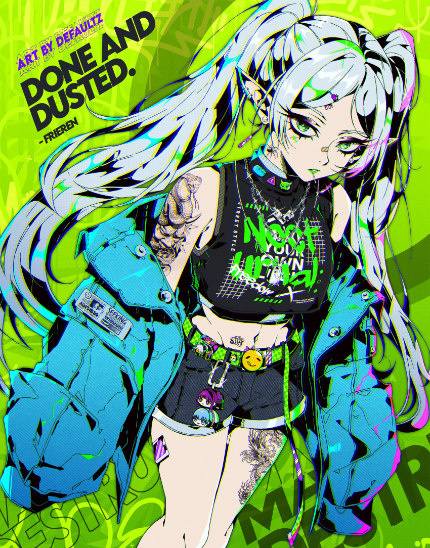 Safebooru - absurdres arm tattoo character name defaultz elf feet out ...