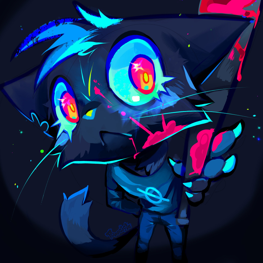 Safebooru - 1girl absurdres black background furry furry female glowing ...