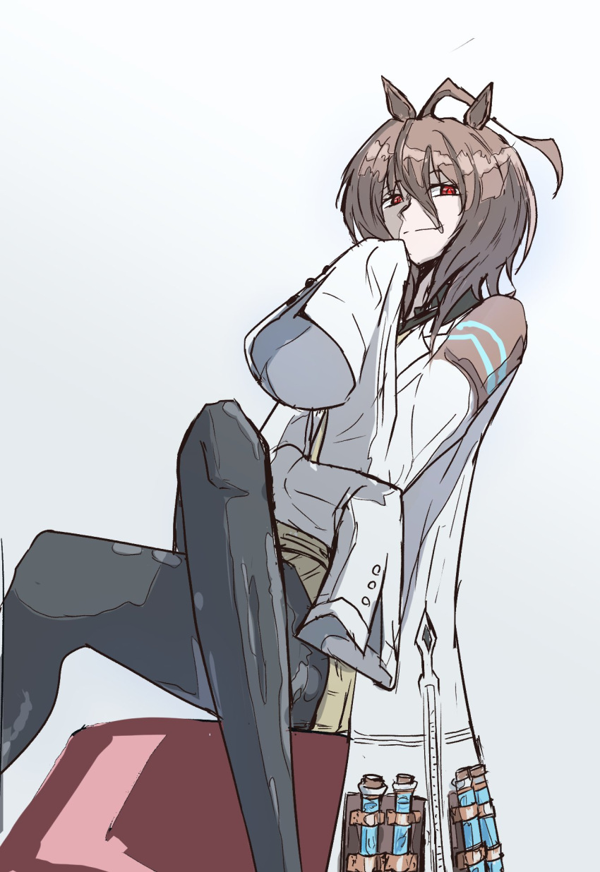 Safebooru - 1girl agnes tachyon (umamusume) ahoge black pantyhose black shirt brown hair coat ...