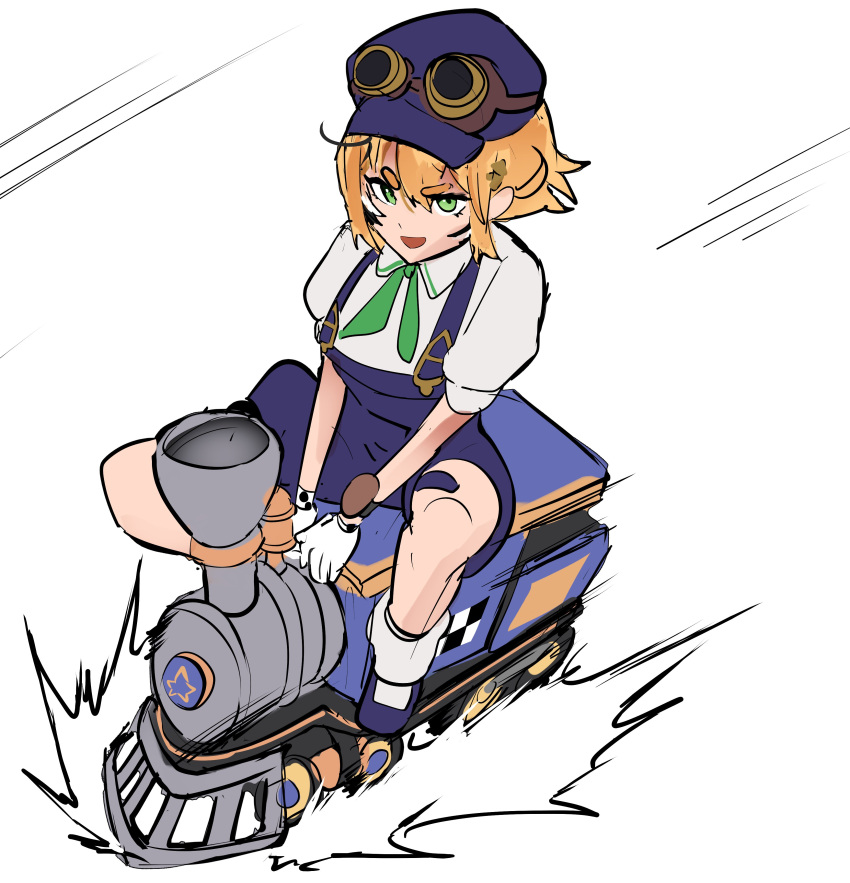 Safebooru - absurdres blonde hair dooby (vtuber) gloves goggles green ...