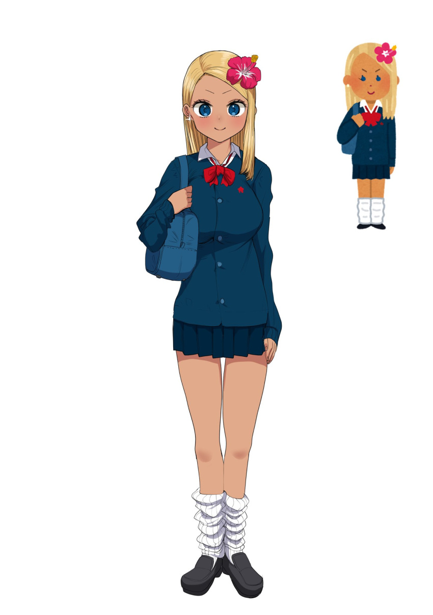Safebooru - bag blonde hair bow bowtie earrings flower gyaru hair ...