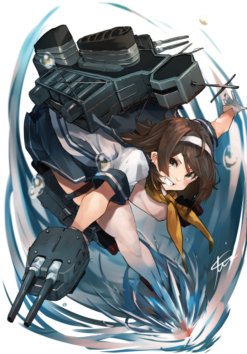 Safebooru - 1girl adapted turret anti-aircraft gun blush brown eyes brown hair cannon depth ...
