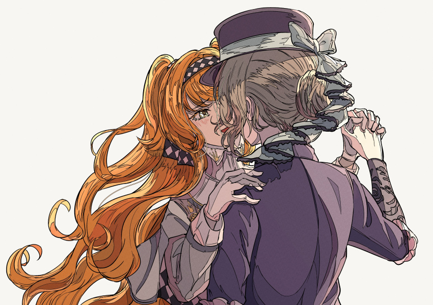 Safebooru - 2girls :d absurdres blue bow blush boater hat bow checkered ...