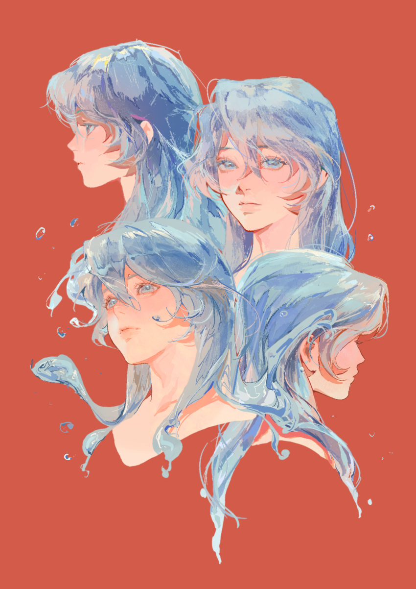 Safebooru - 1girl absurdres blue eyes blue hair closed mouth collarbone expressionless eyelashes ...