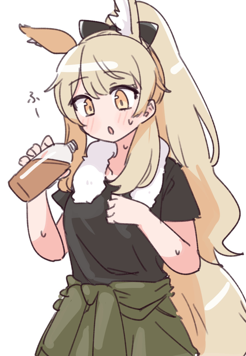 Safebooru - absurdres animal ears arknights black shirt blemishine (arknights) blonde hair blush ...