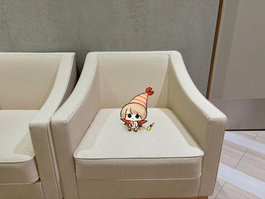 Safebooru - 1girl armchair blonde hair braid chair chibi chibi only ...