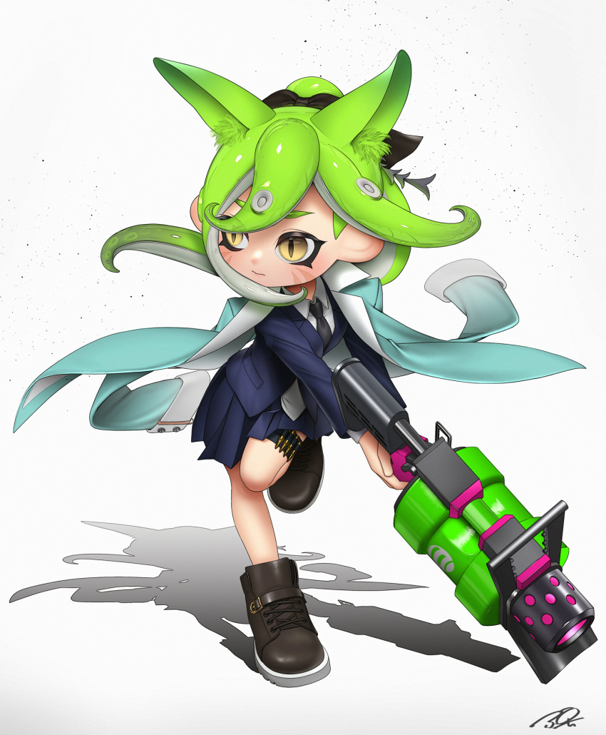 Safebooru - .52 gal (splatoon) 1girl animal ear fluff animal ears black ...