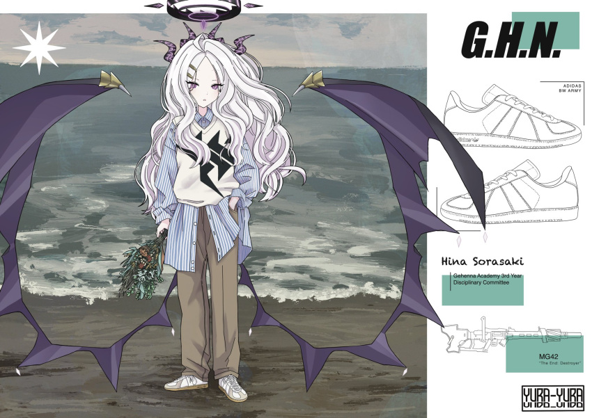 Safebooru - 1girl adidas alternate costume arm at side beach blue ...