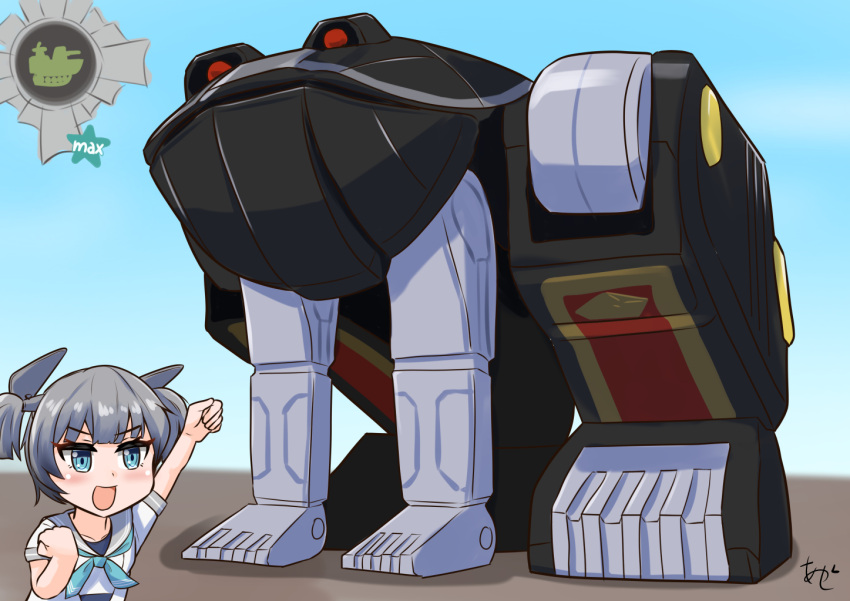 Safebooru - 1girl akashieru black frog ninjazord crossover frog grey ...