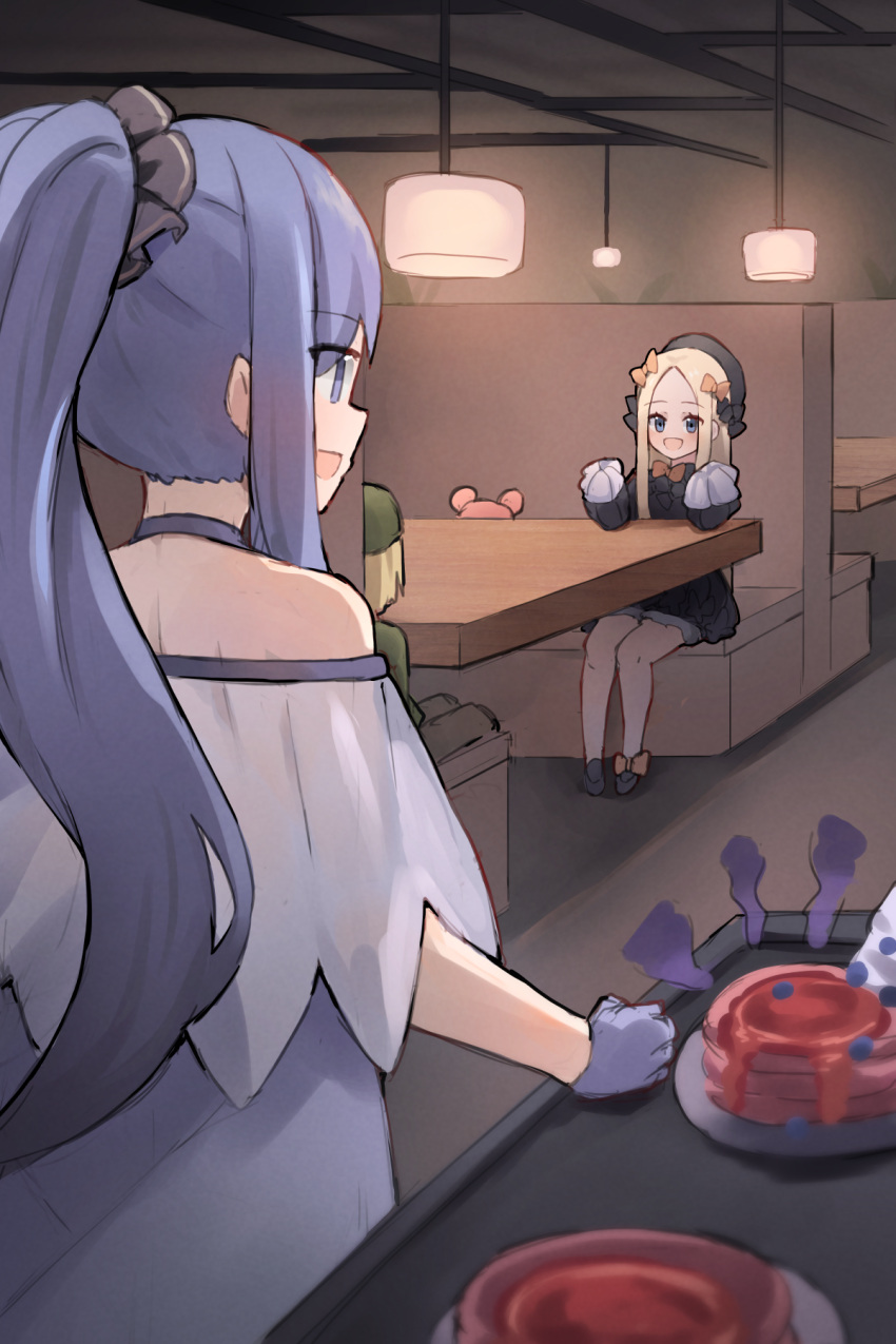 Safebooru - 3girls :d abigail williams (fate) black bow black dress black footwear black hat ...