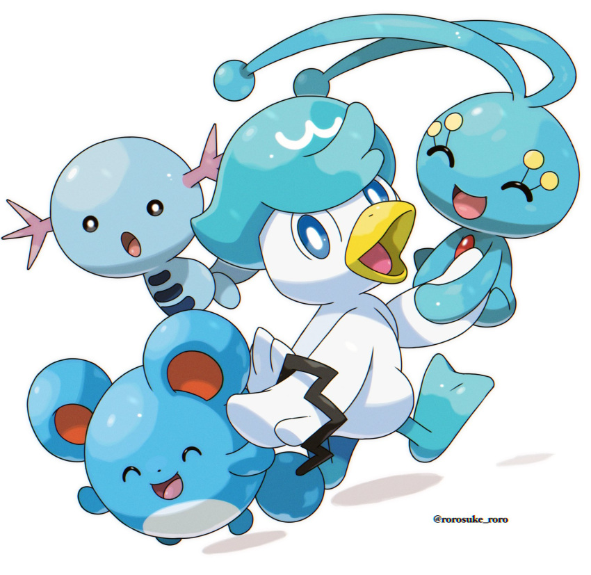Safebooru - antennae blue eyes blue hair bright pupils highres looking back manaphy marill open ...