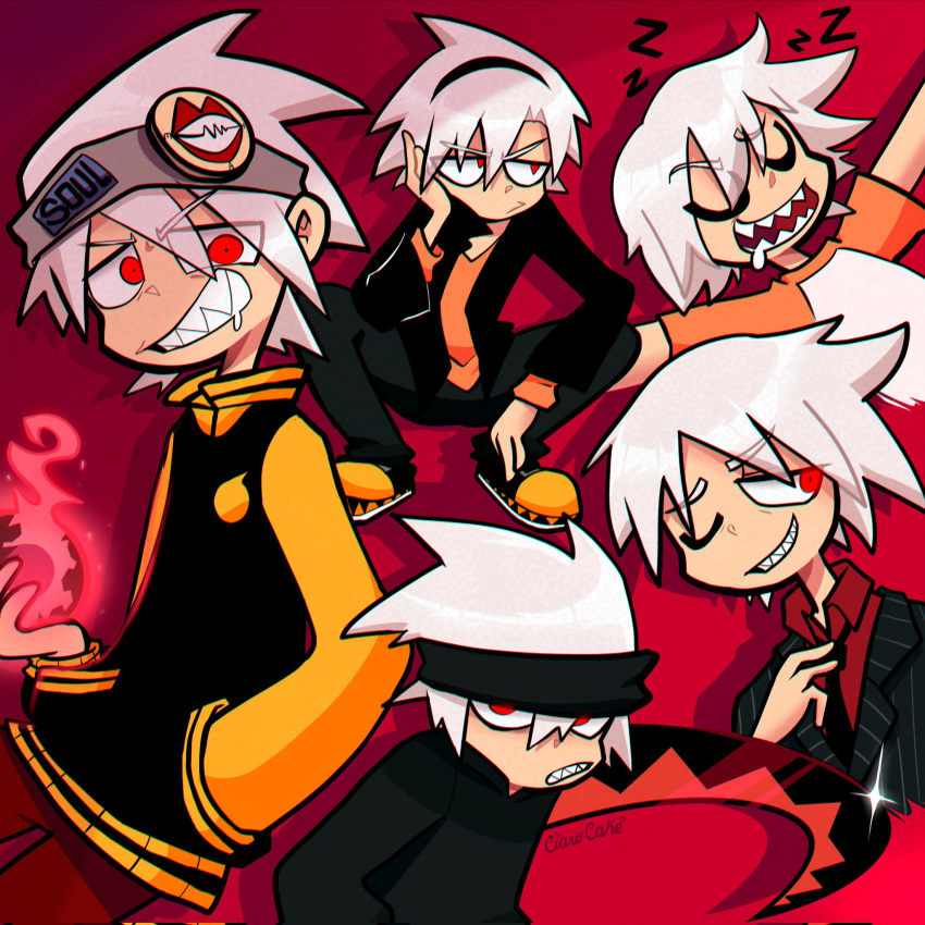 Safebooru - 1boy alternate costume black hoodie black jacket black necktie ciarocake green ...