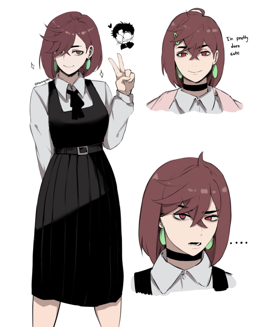 Safebooru - ... 1boy 1girl absurdres ayase momo black choker black dress brown eyes brown hair ...