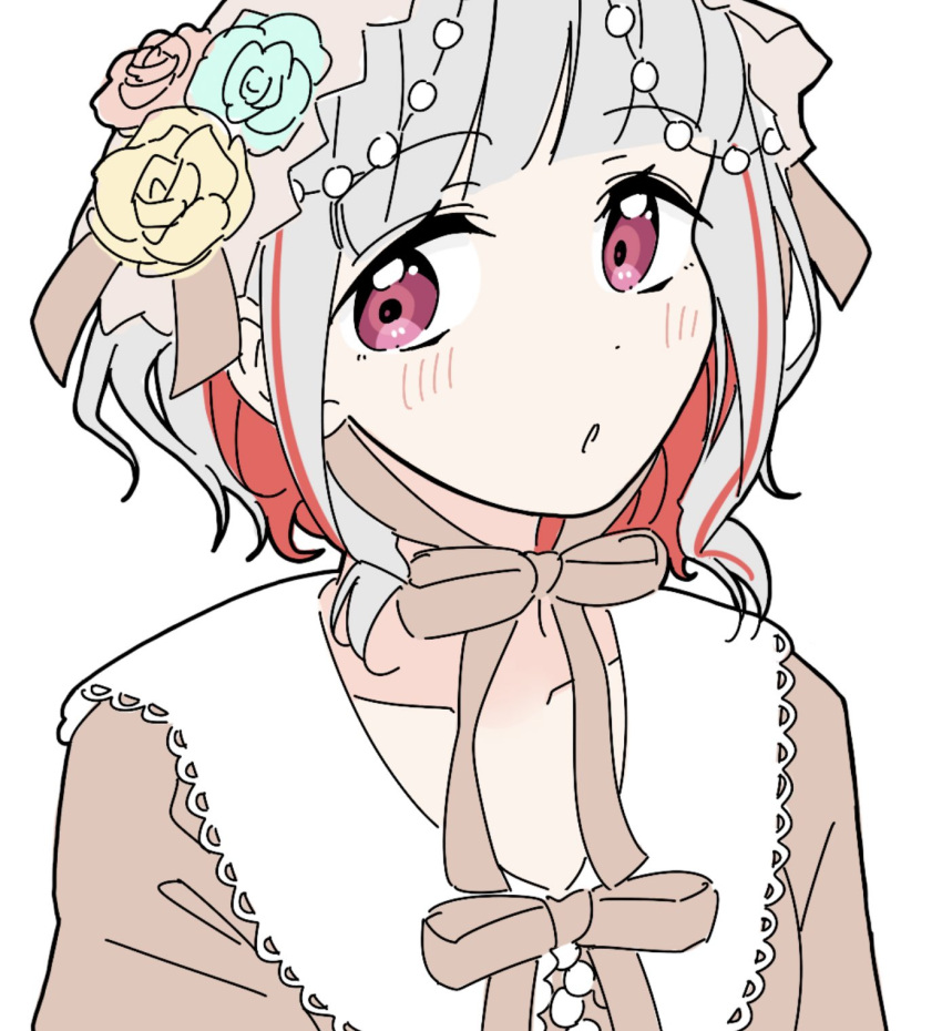 Safebooru - 1girl alternate costume blue flower blue rose blush brown dress collarbone colored ...