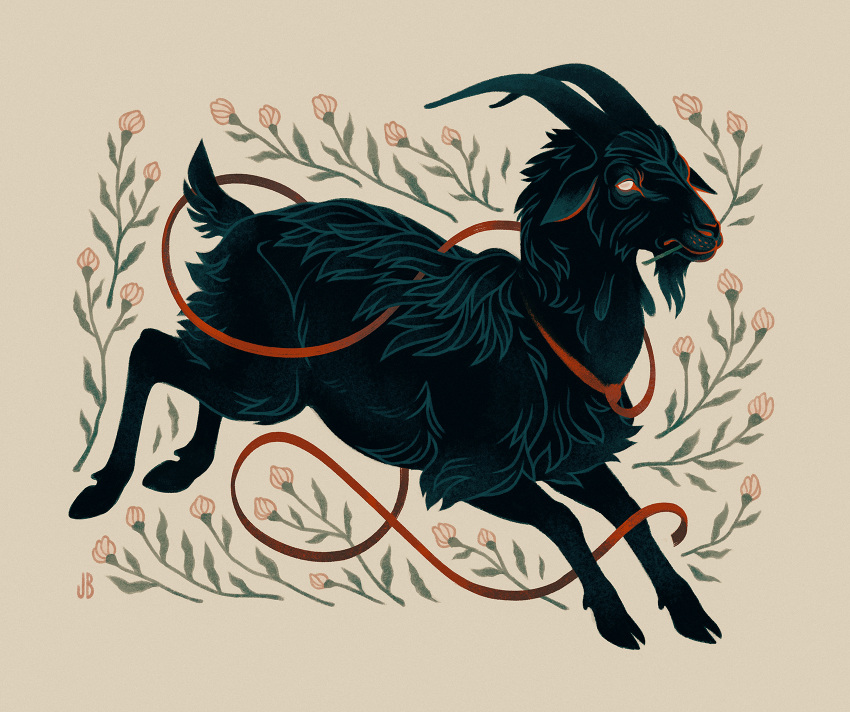 Safebooru - animal animal focus black fur black horns brown background closed mouth commentary ...