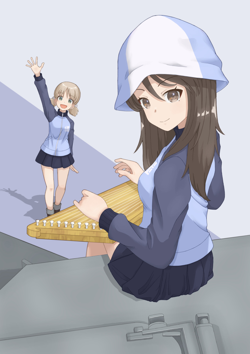 Safebooru - 2girls absurdres aki (girls und panzer) black skirt blue ...
