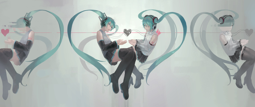 Safebooru - 1girl absurdres aqua eyes aqua hair black footwear black skirt boots collared shirt ...