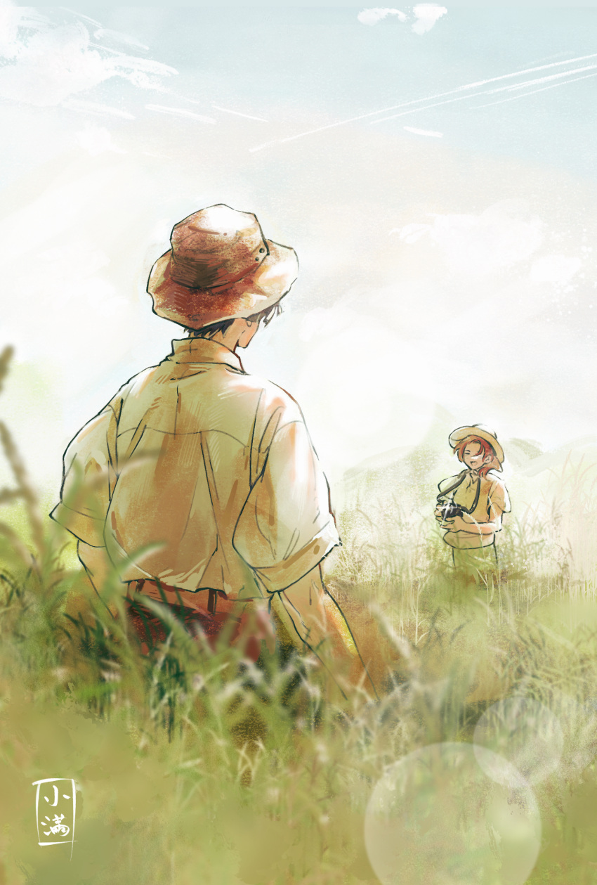 Safebooru - 2boys axis powers hetalia back belt black hair blue sky blunt ends brown belt brown ...